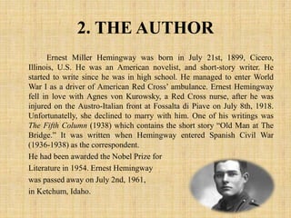 Analysis of Symbols in "Old Man at The Bridge" by Ernest Hemingway | PPTX
