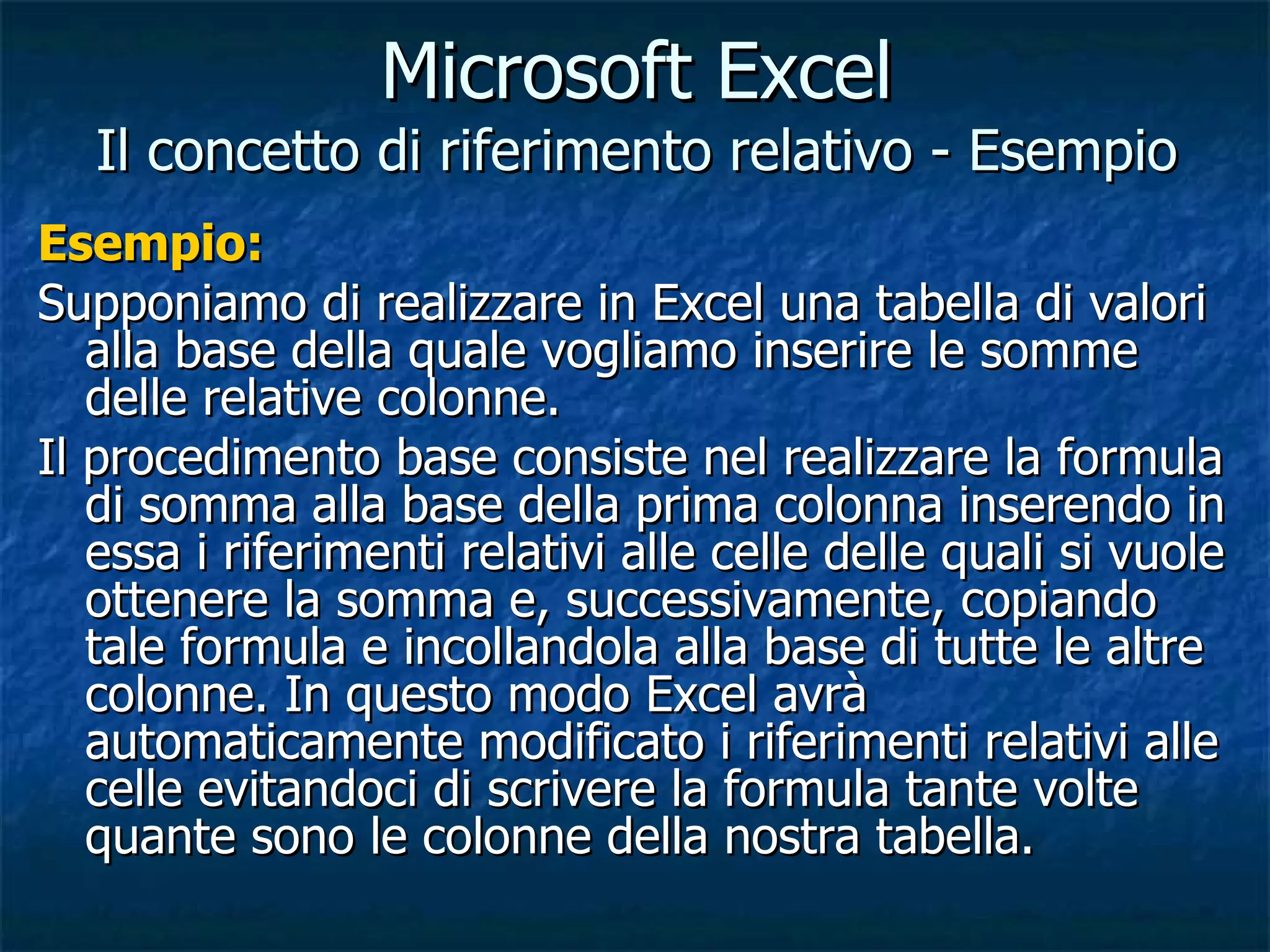 I riferimenti in Excel | PPT