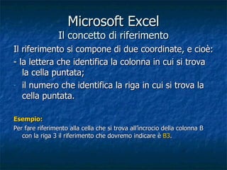 I riferimenti in Excel | PPT