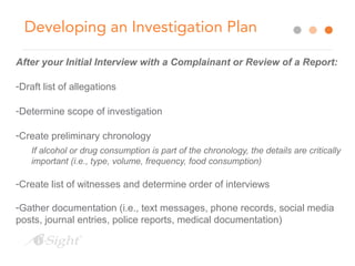Title IX Investigations: Best Practices for Investigators | PPT