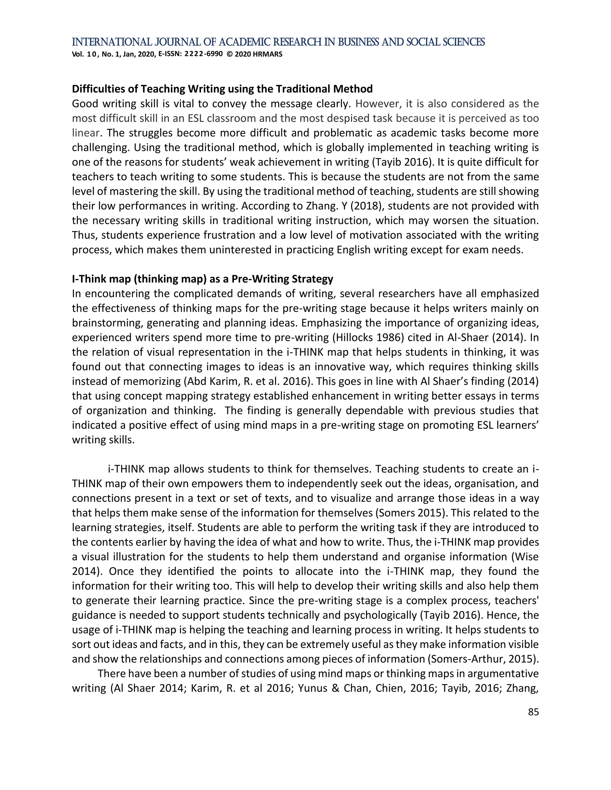 I-Think Map In Organization Of Ideas In Argumentative Writing | PDF