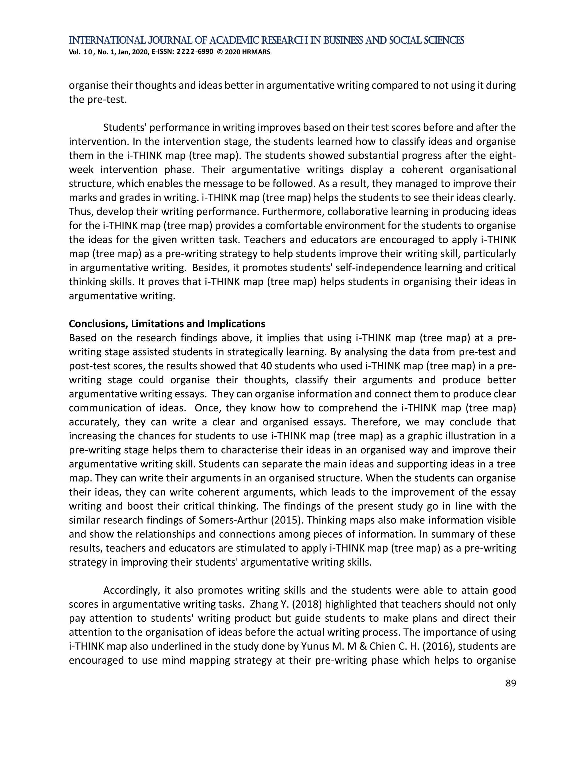 I-Think Map In Organization Of Ideas In Argumentative Writing | PDF