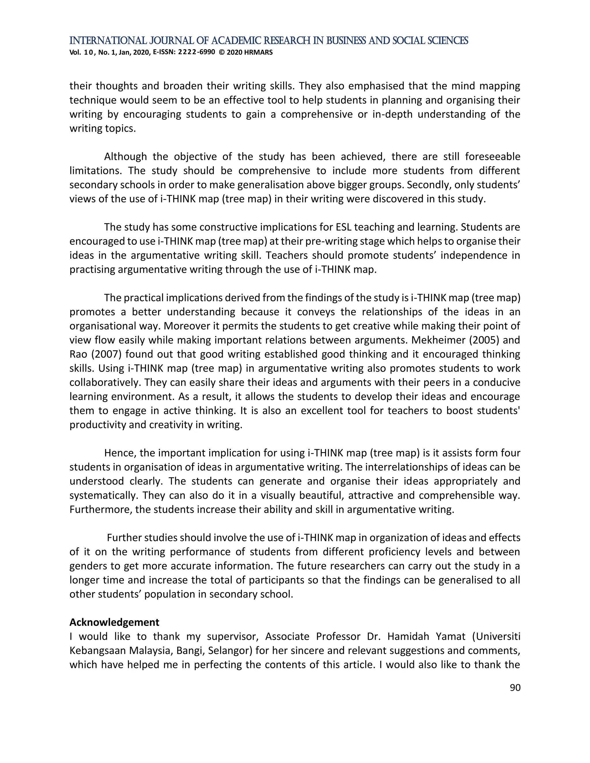 I-Think Map In Organization Of Ideas In Argumentative Writing | PDF