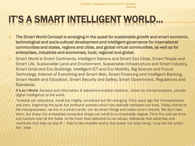 I-WORLD™, IWORLD™, iWORLD™, iWorld™: AI World: Intelligent, Innovative ...