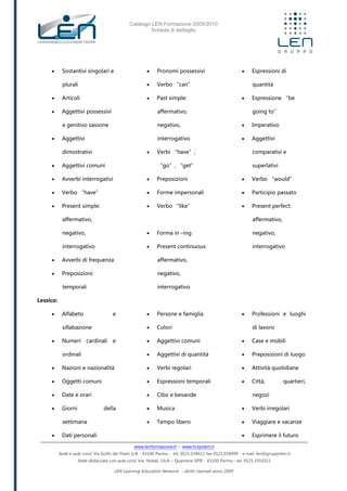 Inglese generale elementary - Scheda corso LEN | PDF