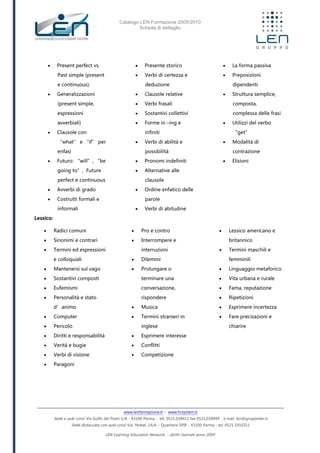 Inglese generale advanced - Scheda Corso LEN | PDF