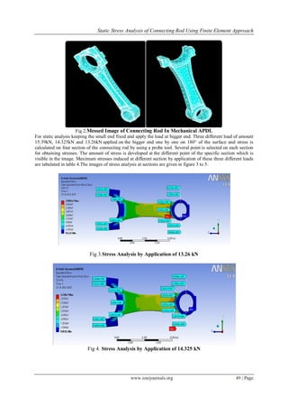 Static Stress Analysis of Connecting Rod Using Finite Element Approach | PDF