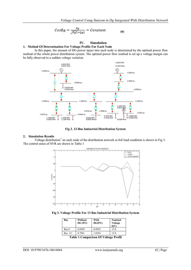 Voltage Control Using Statcom In Dg Integrated With Distribution
