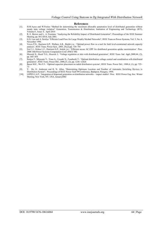 Voltage Control Using Statcom In Dg Integrated With Distribution