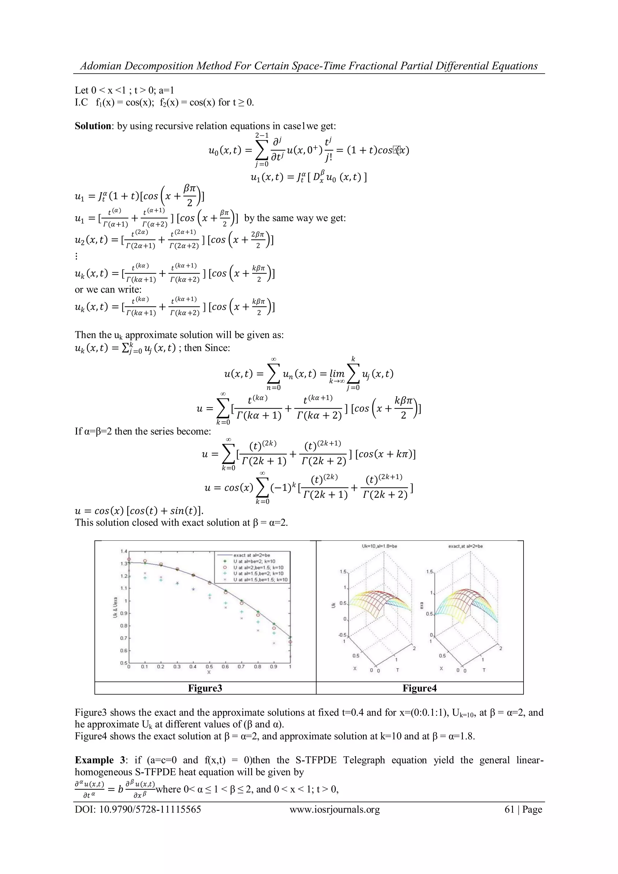 Adomian Decomposition Method for Certain Space-Time Fractional Partial Differential Equations | PDF