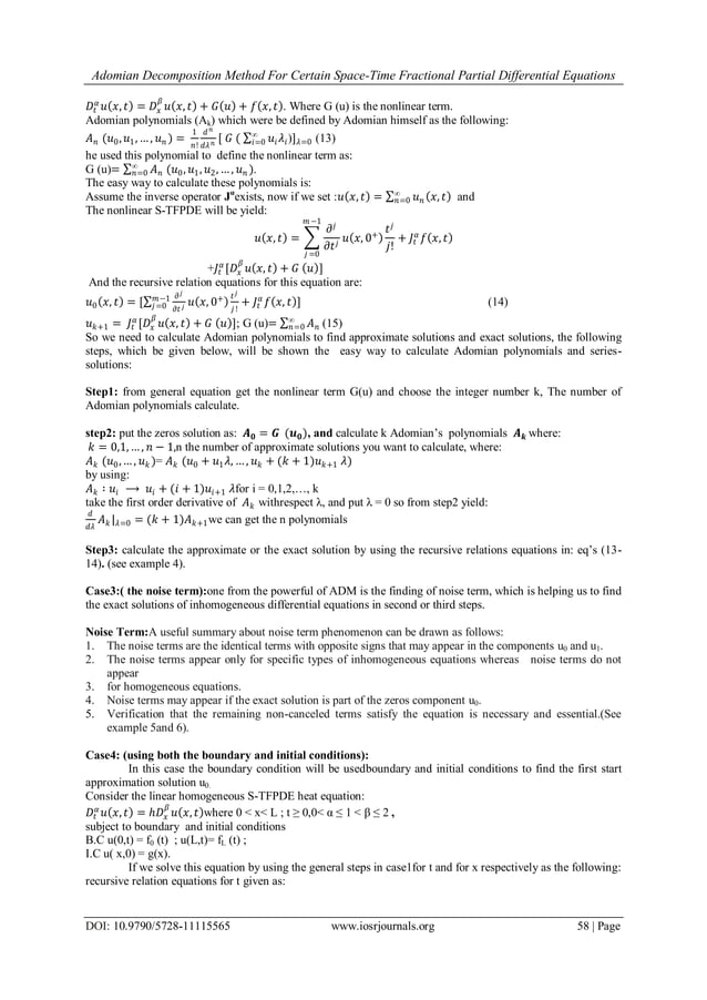 Adomian Decomposition Method For Certain Space Time Fractional Partial Differential Equations Pdf