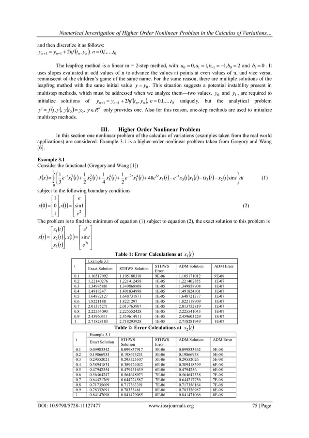 Numerical Investigation of Higher Order Nonlinear Problem in the ...