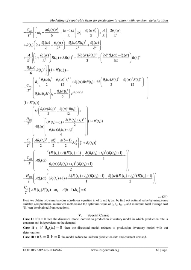 Modelling Of Repairable Items For Production Inventory With Random