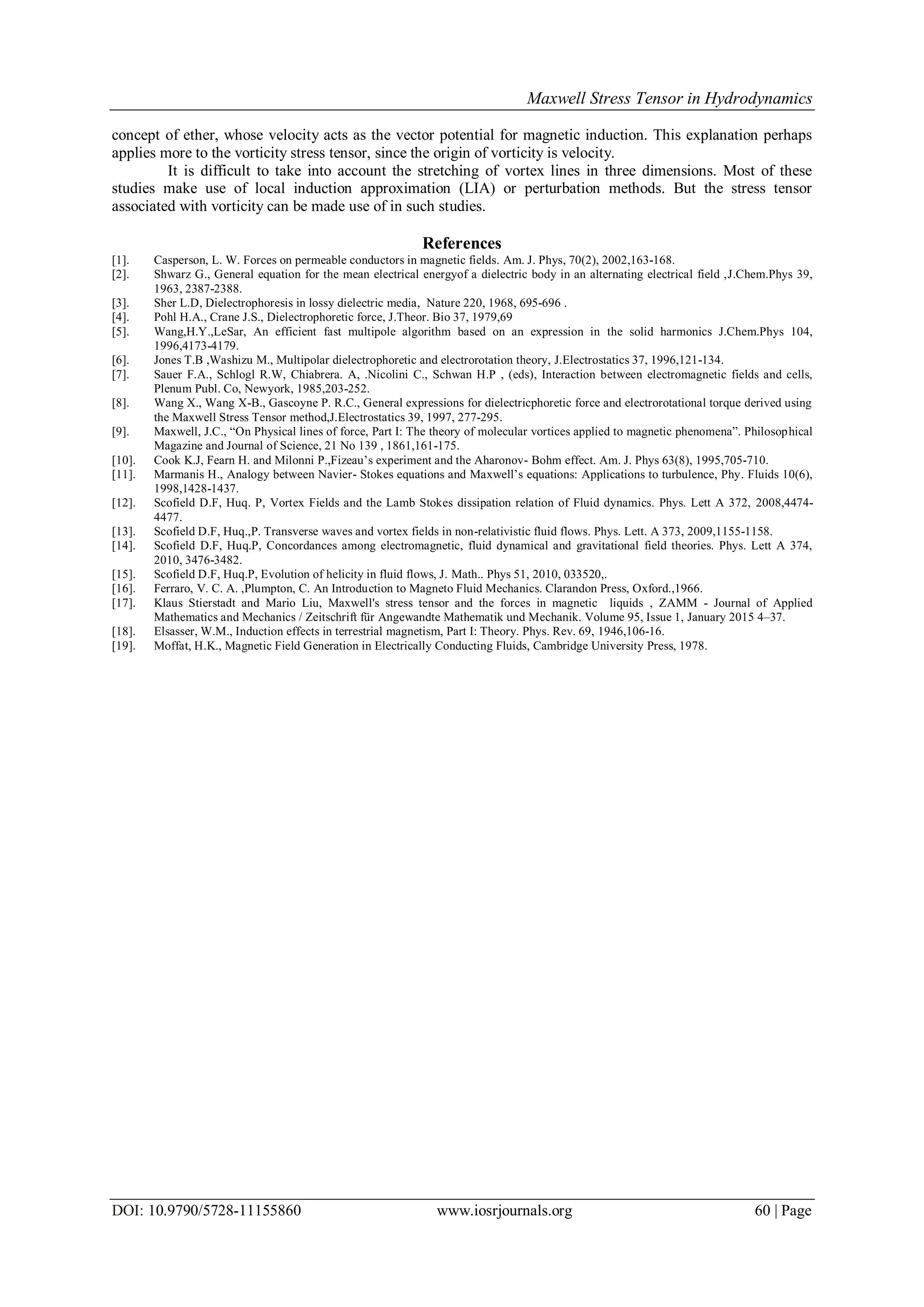 Maxwell Stress Tensor In Hydrodynamics | PDF