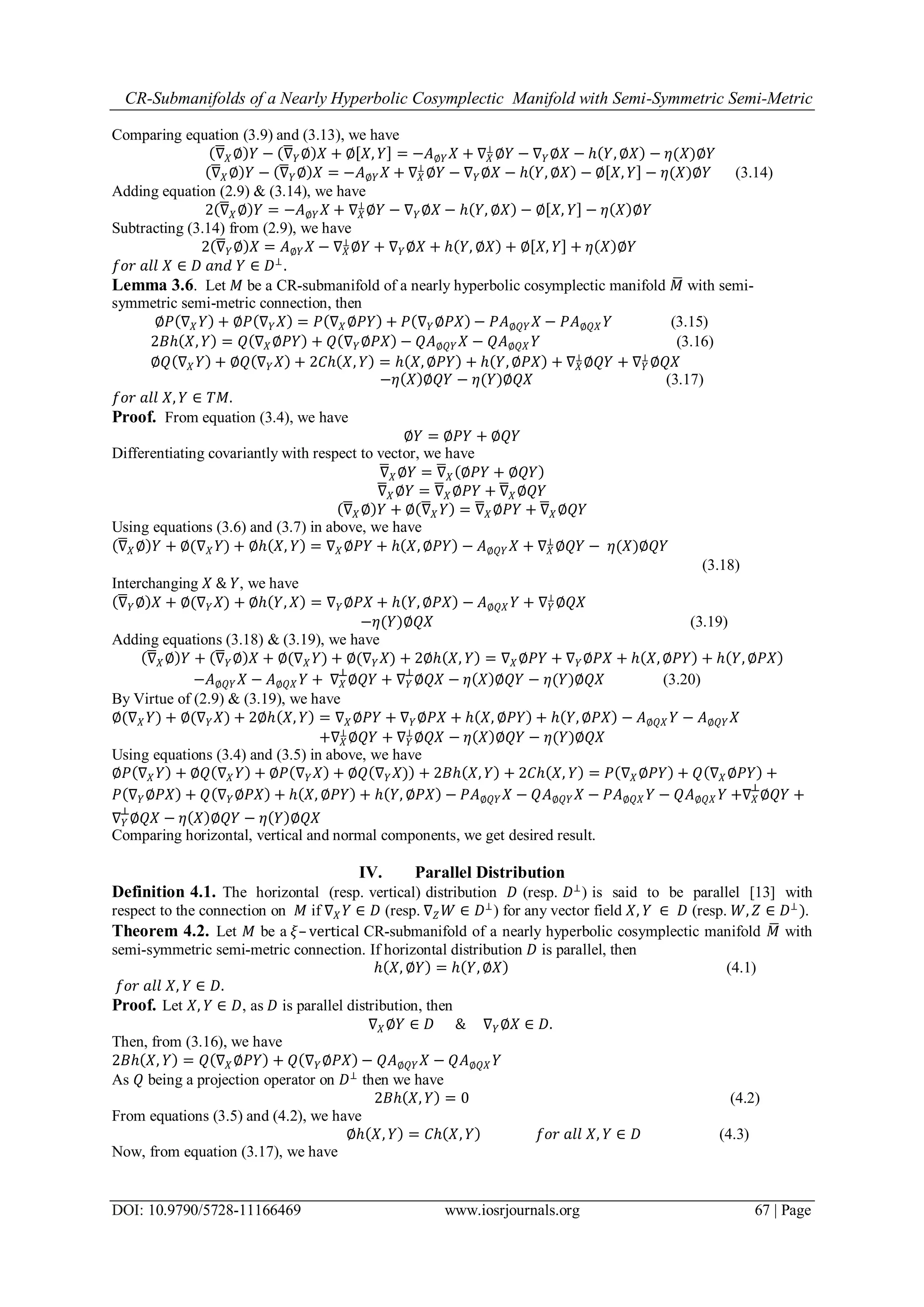 CR-Submanifolds of a Nearly Hyperbolic Cosymplectic Manifold with Semi ...
