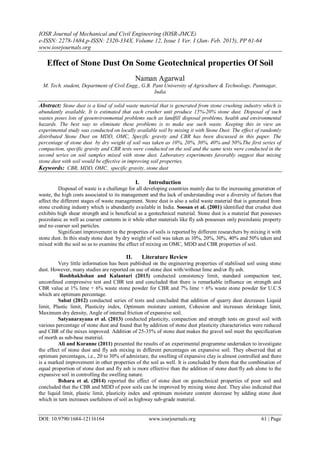 Effect of Stone Dust On Some Geotechnical properties Of Soil | PDF