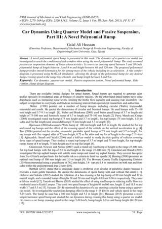 Car Dynamics Using Quarter Model and Passive Suspension, Part III: A ...