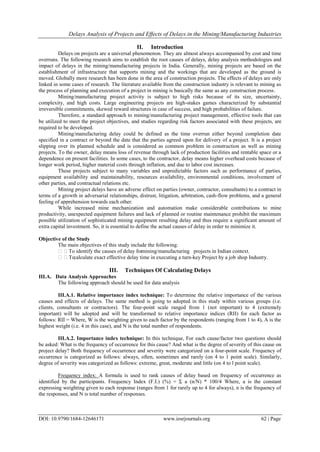 Delay Analysis of Projects and Effects of Delays in the Mining ...