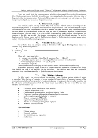 Delay Analysis of Projects and Effects of Delays in the Mining ...