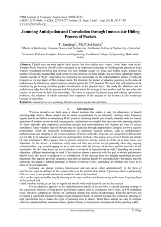 Jamming Anticipation and Convolution through Immaculate Hiding Process ...