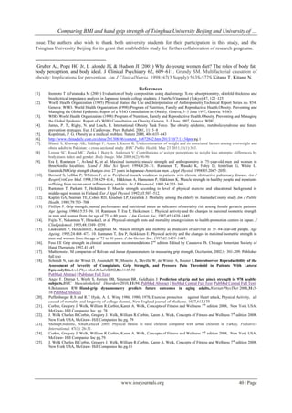 Comparing BMI and hand grip strength of Tsinghua University Beijing and ...
