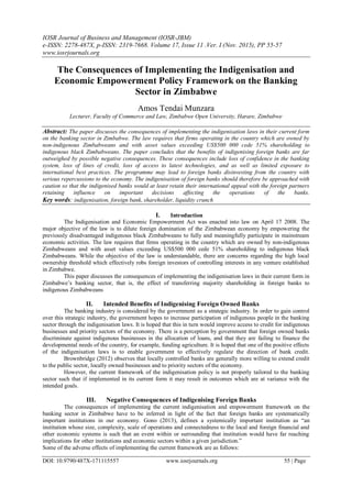 The Consequences of Implementing the Indigenisation and Economic ...