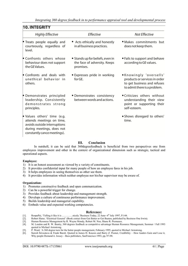 Integrating 360 degree feedback in to performance appraisal tool and developmental process | PDF ...
