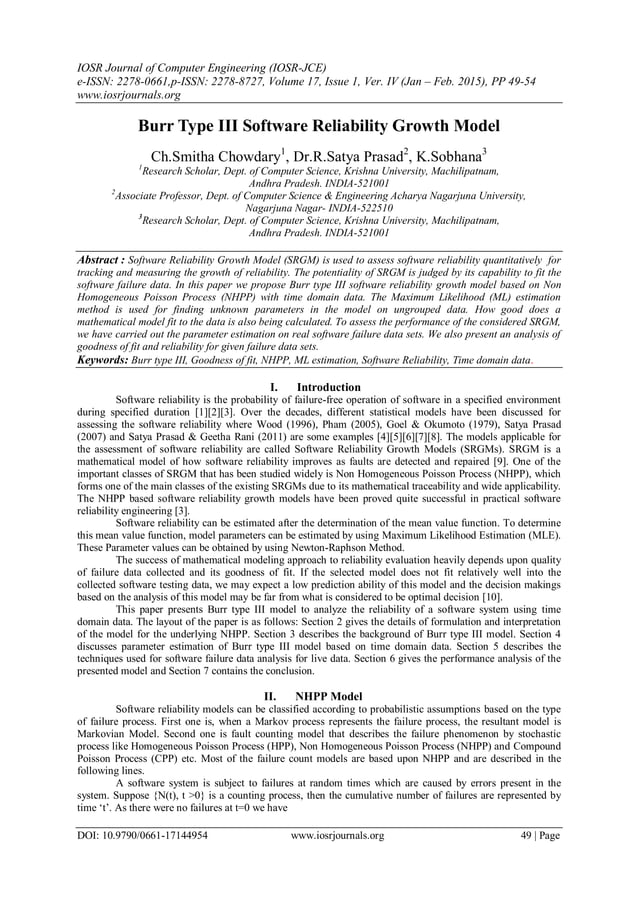 Burr Type III Software Reliability Growth Model | PDF | Operating Systems | Computer Software ...