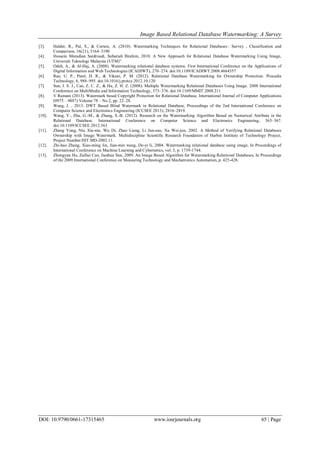 Image Based Relational Database Watermarking: A Survey | PDF | Databases | Computer Software and ...