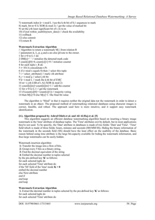 Image Based Relational Database Watermarking: A Survey | PDF | Databases | Computer Software and ...