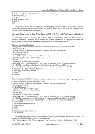 Image Based Relational Database Watermarking: A Survey | PDF | Databases | Computer Software and ...