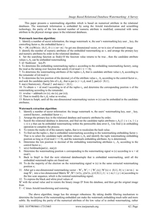 Image Based Relational Database Watermarking: A Survey | PDF | Databases | Computer Software and ...