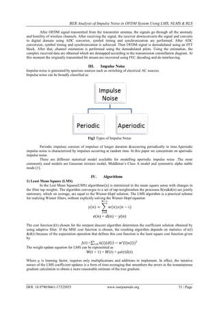 BER Analysis ofImpulse Noise inOFDM System Using LMS,NLMS&RLS | PDF