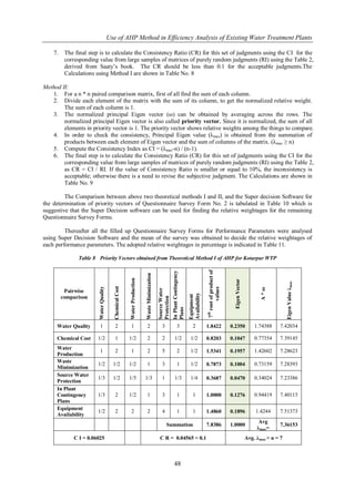 Use of AHP Method in Efficiency Analysis of Existing Water Treatment Plants | PDF | Business ...
