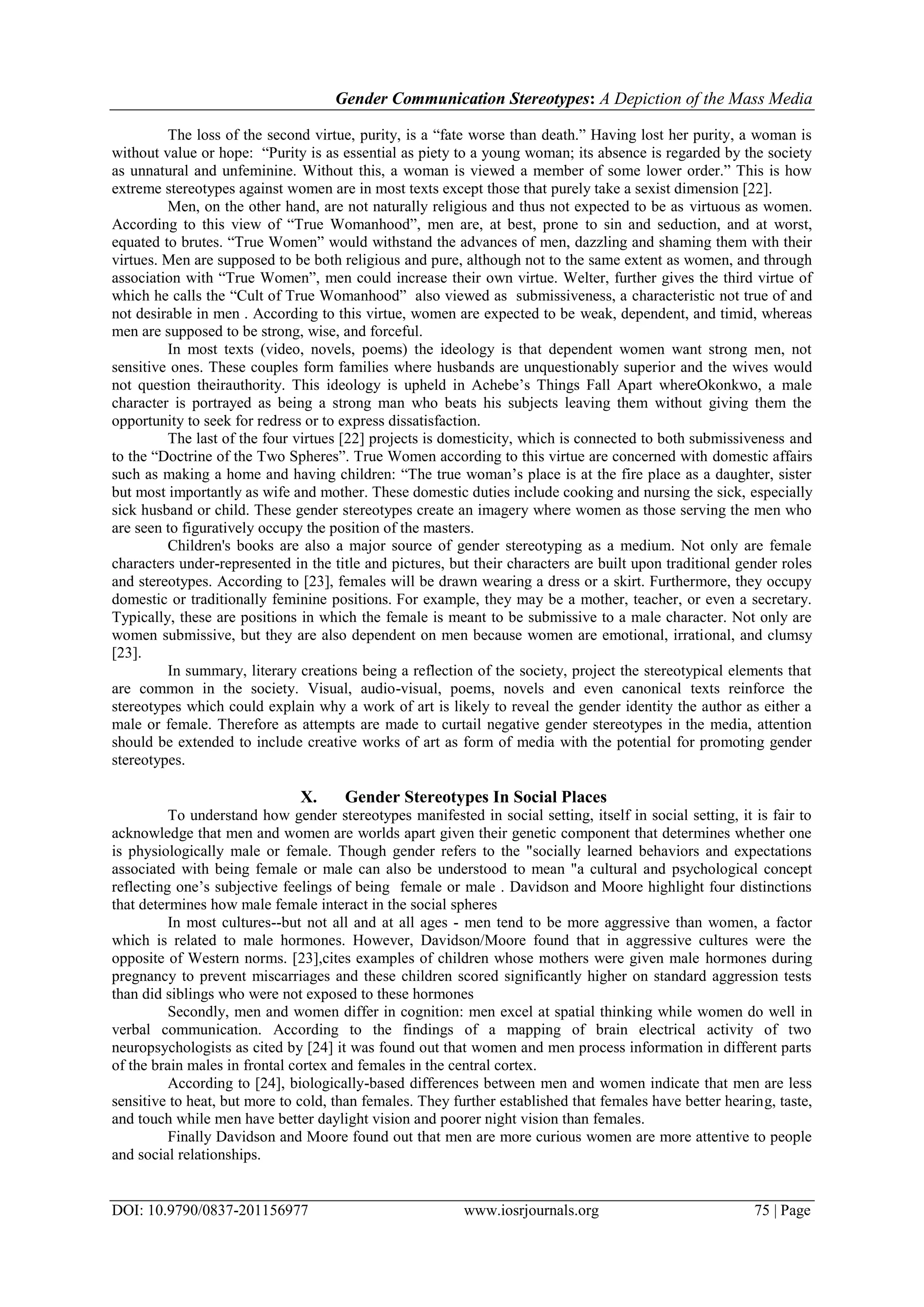 Gender Communication Stereotypes: A Depiction of the Mass Media | PDF