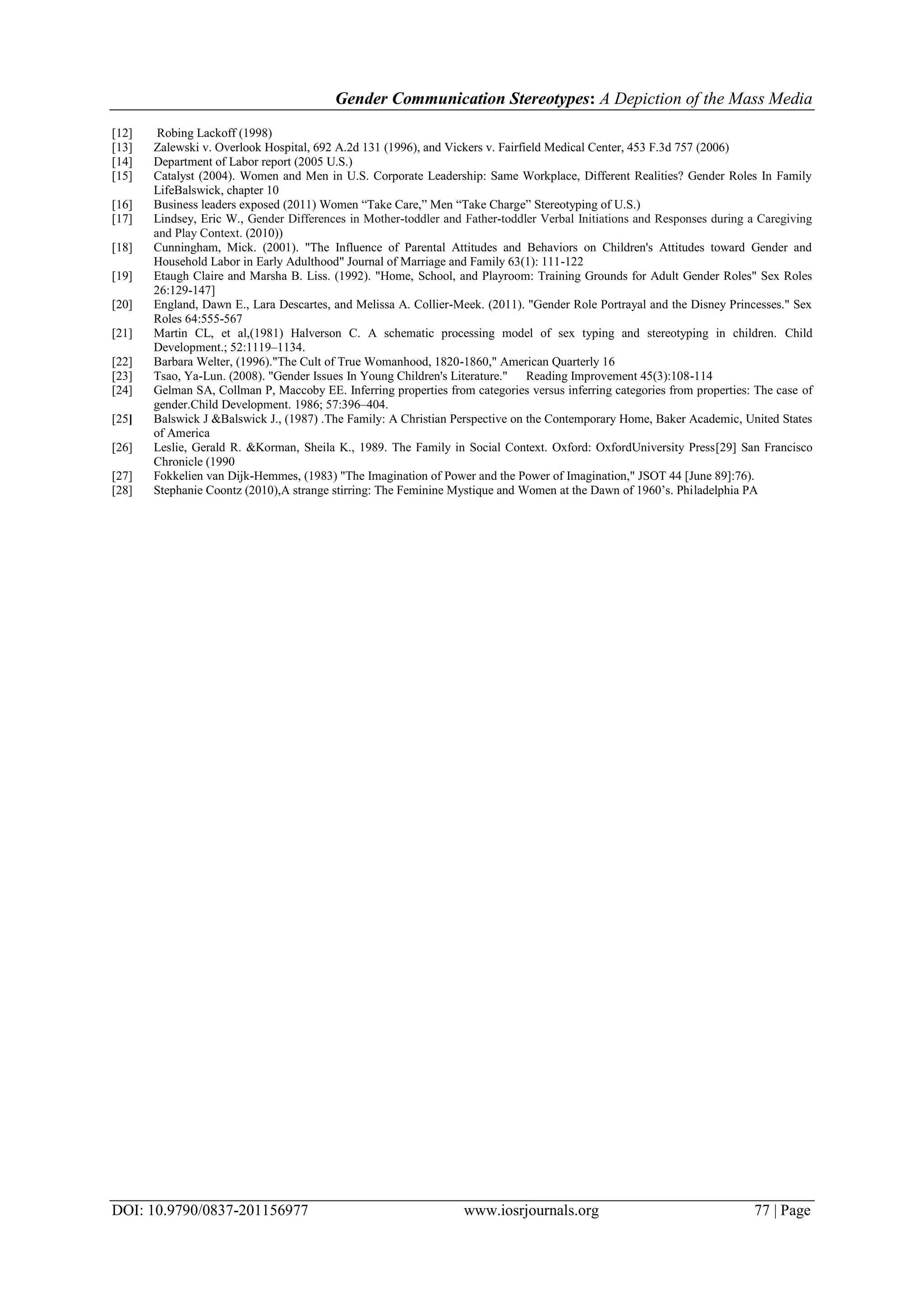 Gender Communication Stereotypes: A Depiction of the Mass Media | PDF