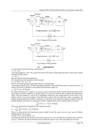 Tuning of PID, SVFB and LQ Controllers Using Genetic Algorithms | PDF