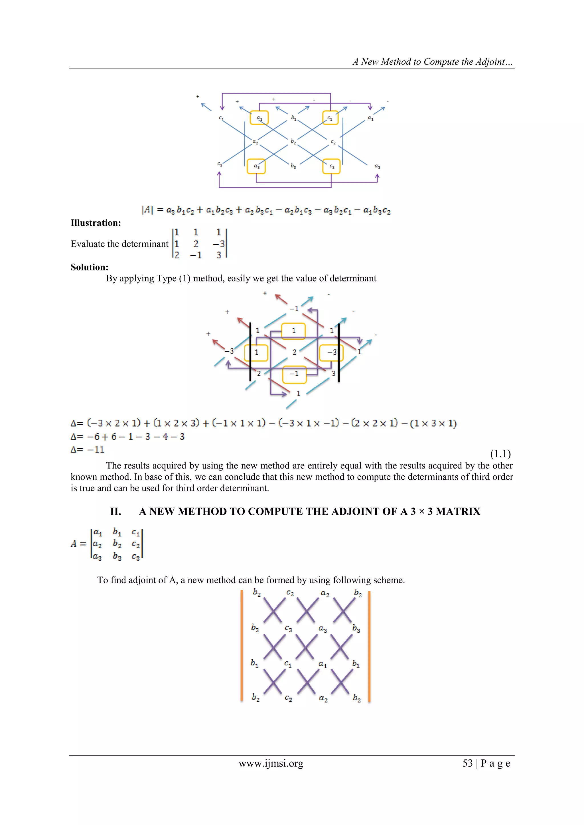 A New Method to Compute the Adjoint and Inverse of a 3 × 3 non – singular Matrices | PDF ...