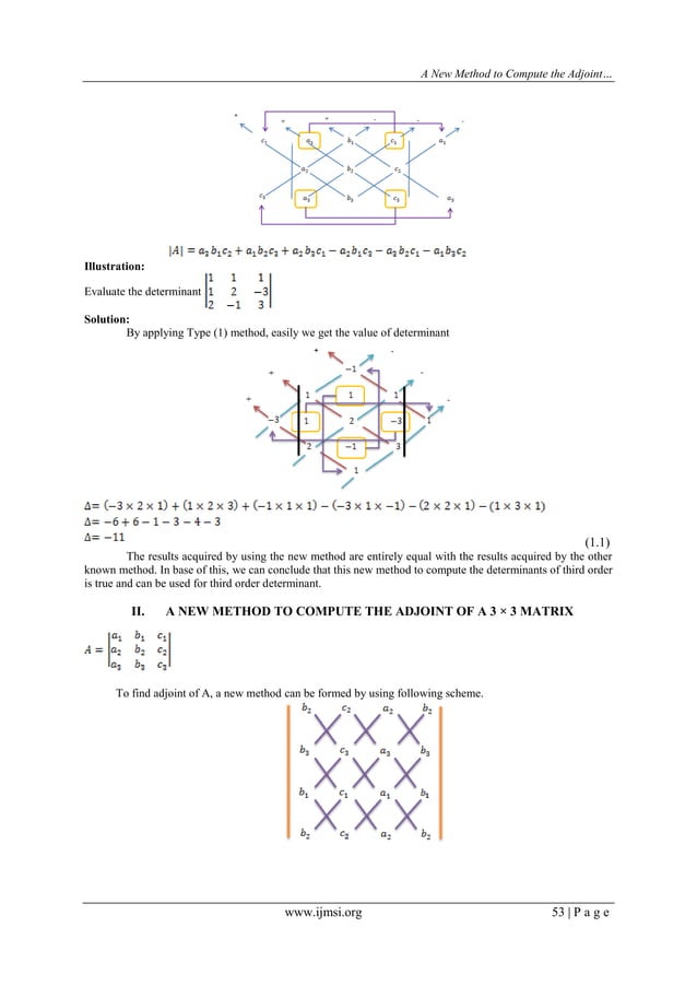 A New Method to Compute the Adjoint and Inverse of a 3 × 3 non – singular Matrices | PDF ...