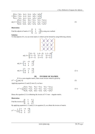 A New Method to Compute the Adjoint and Inverse of a 3 × 3 non – singular Matrices | PDF ...