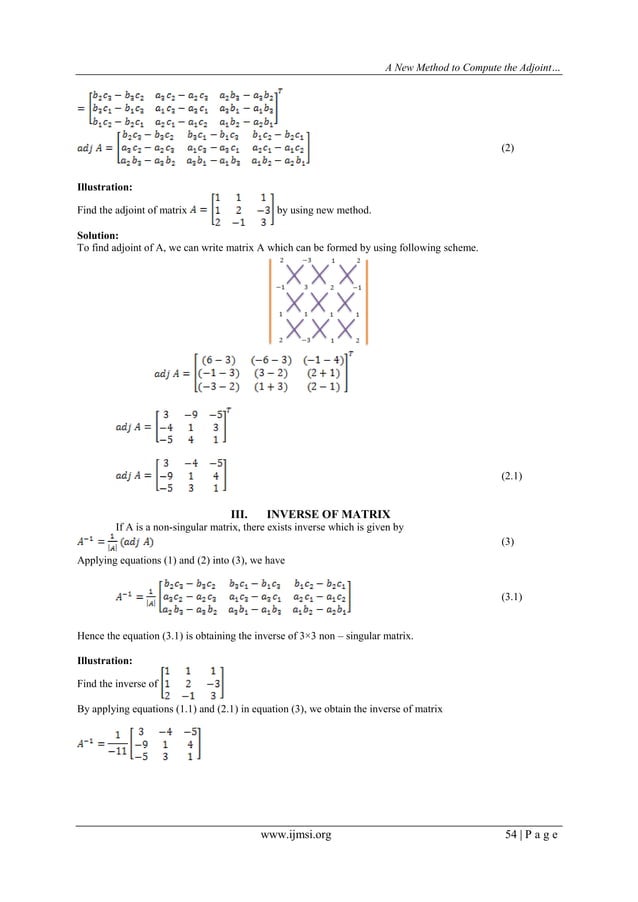 A New Method to Compute the Adjoint and Inverse of a 3 × 3 non ...