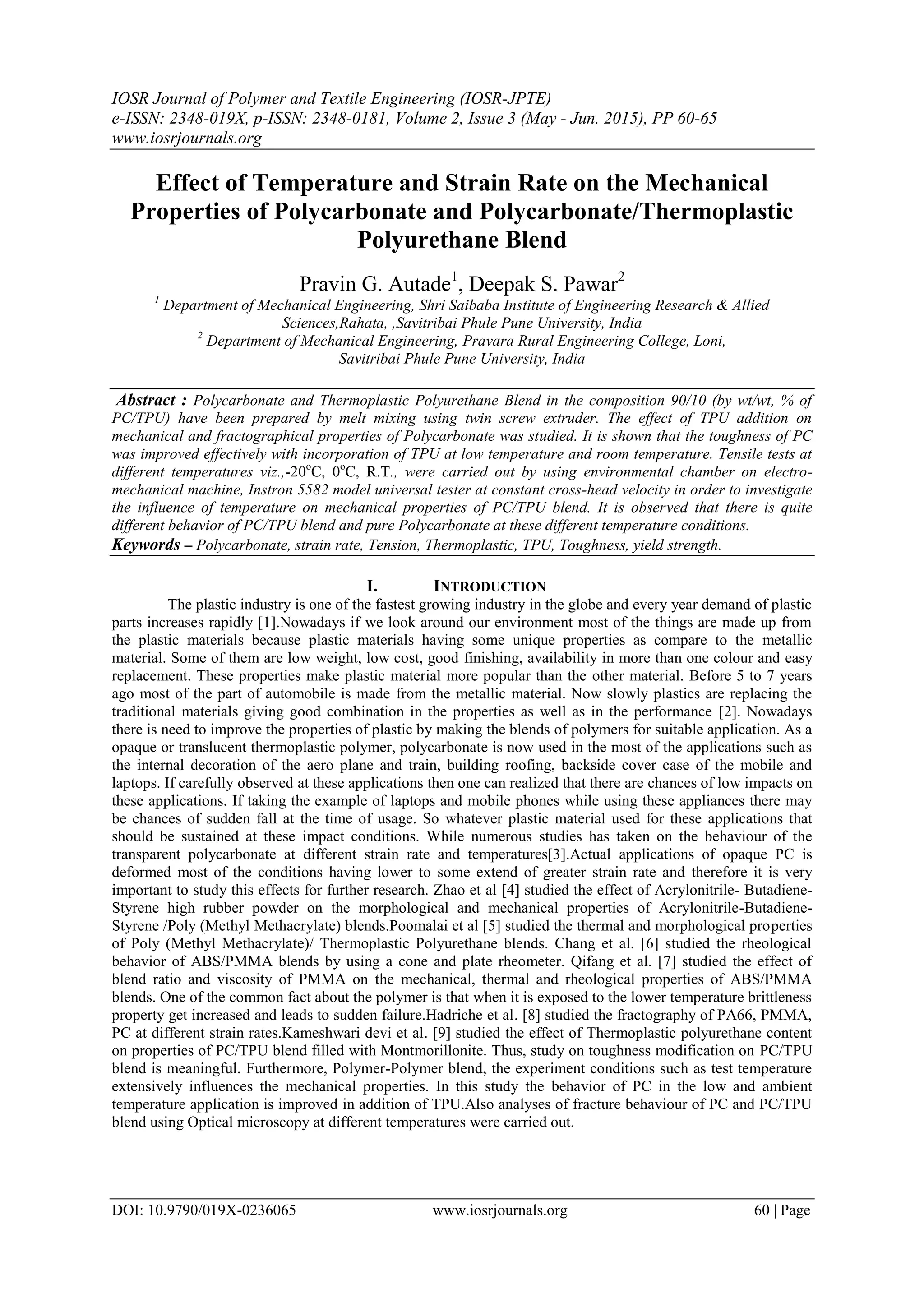 Effect of Temperature and Strain Rate on the Mechanical Properties of ...