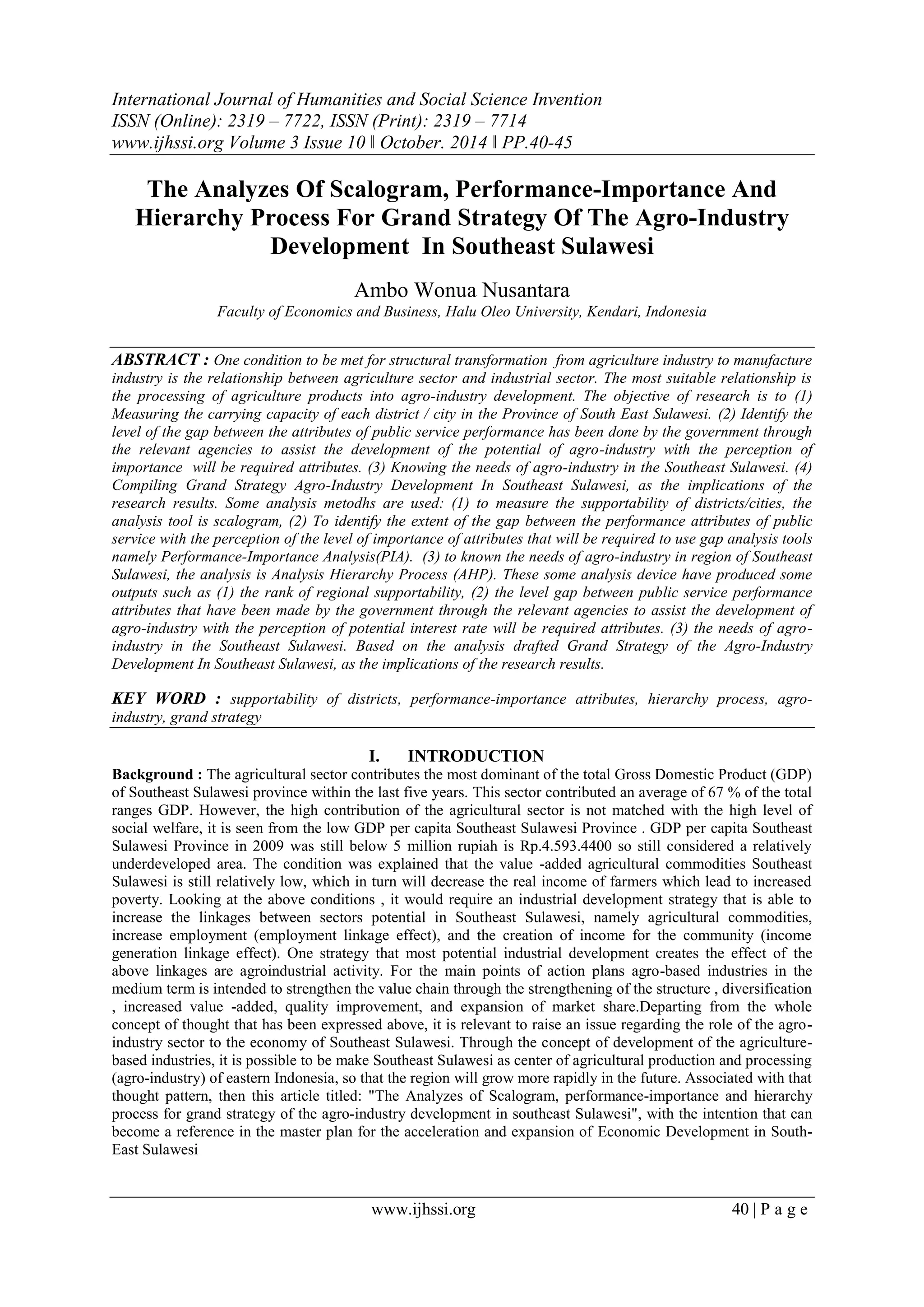The Analyzes Of Scalogram, Performance-Importance And Hierarchy Process ...