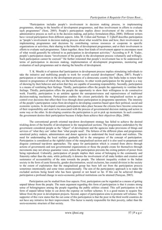 Participation a Requisite for Grass Root Democracy. An Indian Overview ...