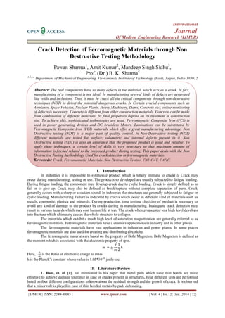 Crack Detection of Ferromagnetic Materials through Non Destructive ...