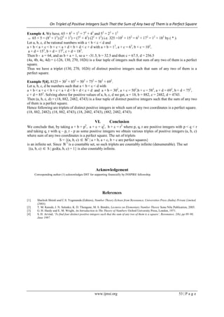 On Triplet of Positive Integers Such That the Sum of Any Two of Them is a Perfect Square | PDF ...