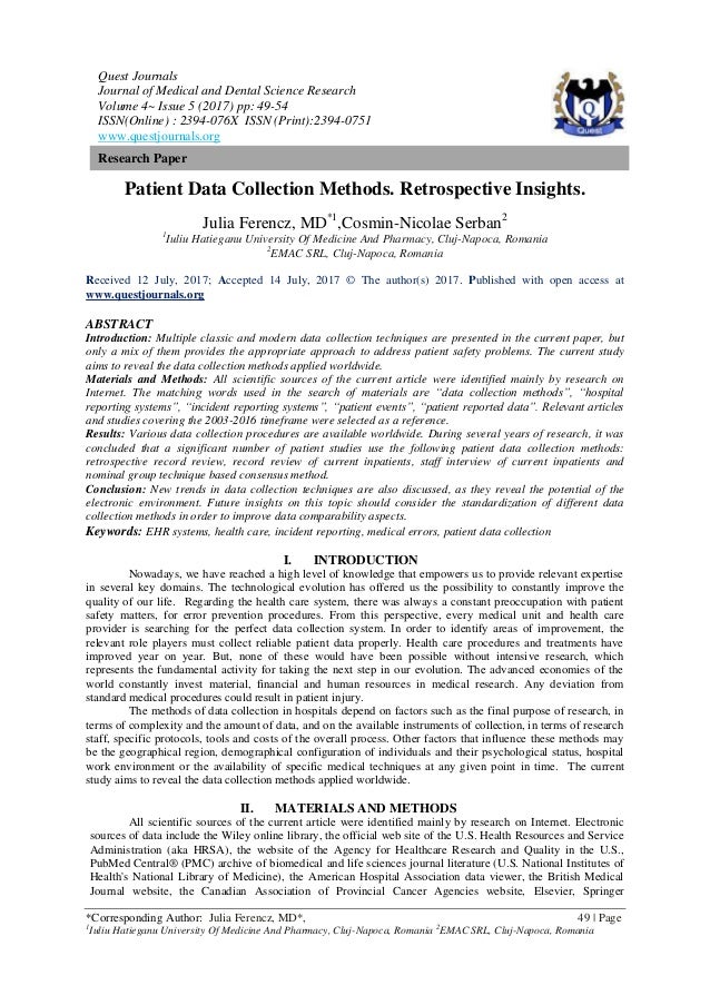 Patient Data Collection Methods. Retrospective Insights.