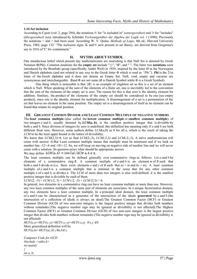 Some Interesting Facts, Myths and History of Mathematics | PDF