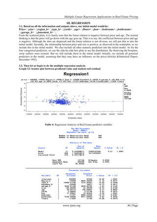 Multiple Linear Regression Applications in Real Estate Pricing | PDF