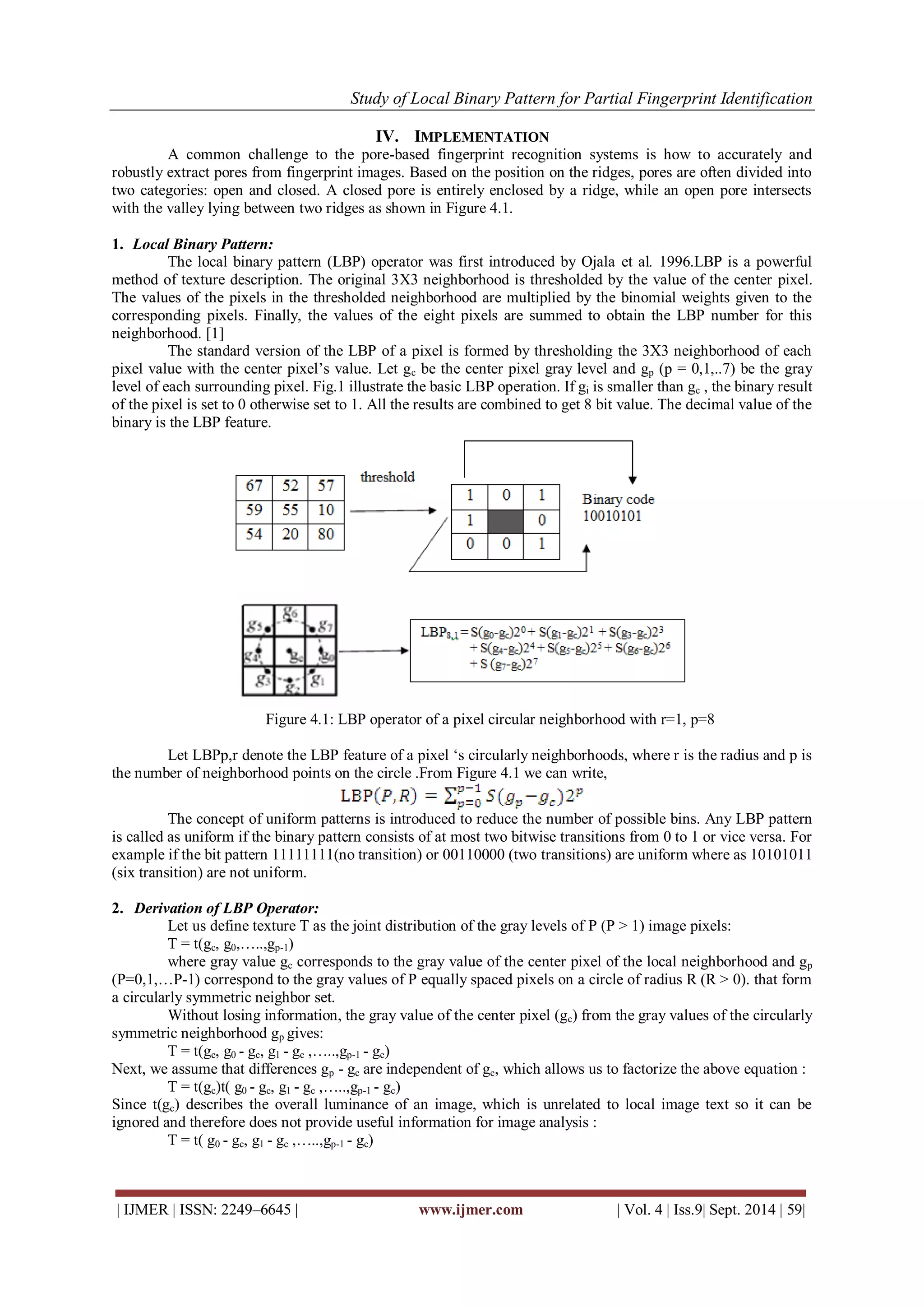 Study of Local Binary Pattern for Partial Fingerprint Identification | PDF